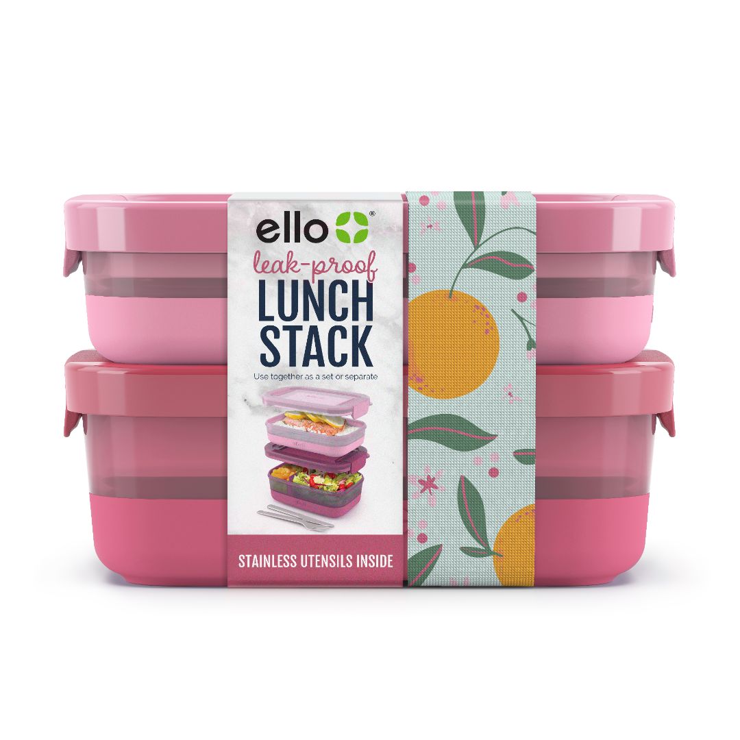Lunch Bento Stack Plastic Container, Set of 2 – Ello